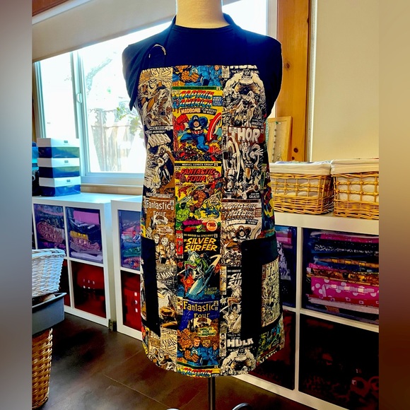 Kitchen | Handmade Full Apron With Fun Marvel Print Nwt | Poshmark